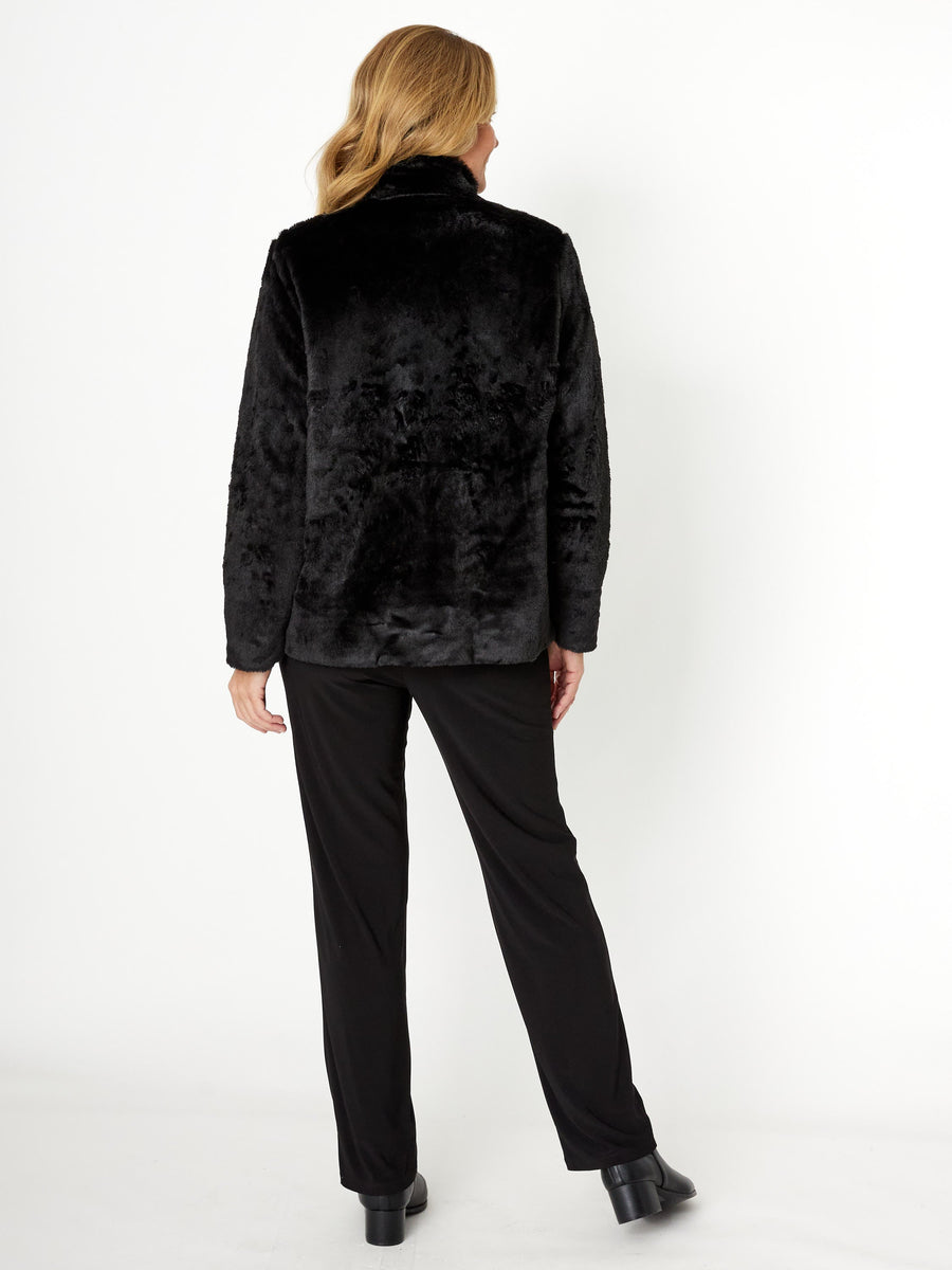 Fur Edge To Edge Cardy - Black - 31662 – Cordelia St