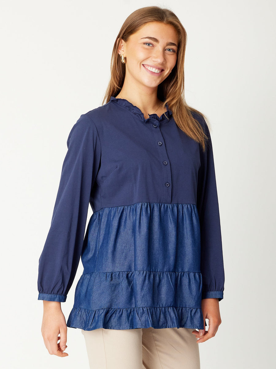 Chambray Smock Top - Denim - 30770 – Cordelia St